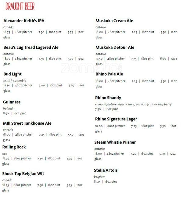 Menu at Earls pub & bar, Mississauga, 100 City Centre Dr Unit 1 - 101