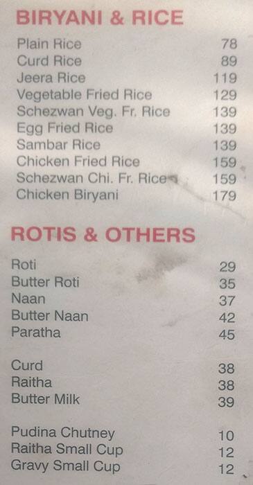 Menu at Roof Garden, Hyderabad, 5th Floor