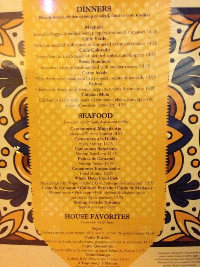 Menu at Reyna's Restaurant, Lemoore