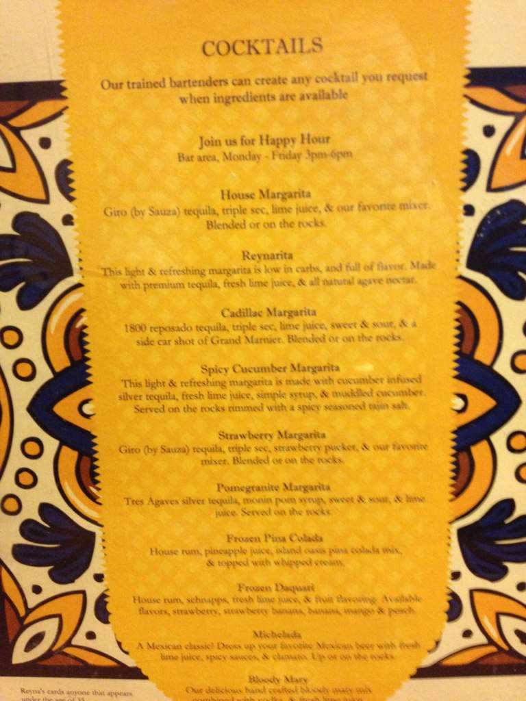 Menu at Reyna's Restaurant, Lemoore