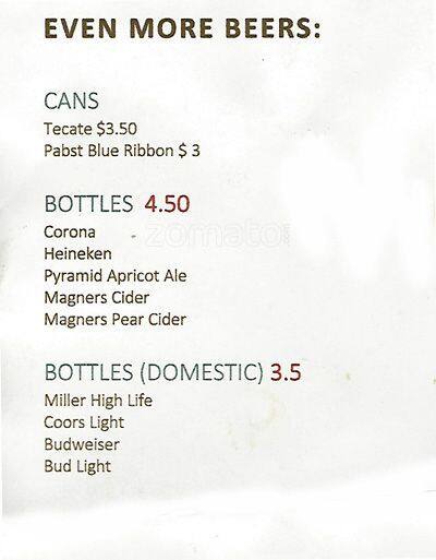 Menu at Columbus Cafe, San Francisco, 562 Green St