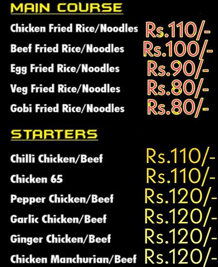 Menu of Foodland, Perambur, Chennai