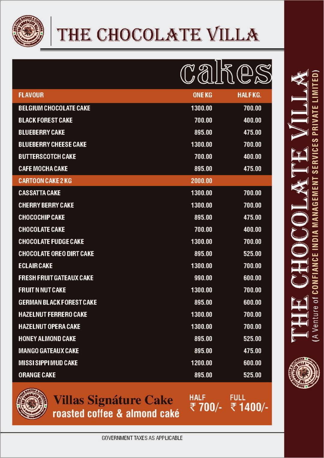 Menu of Home Live Cake And Pastry, Mumbra, Thane
