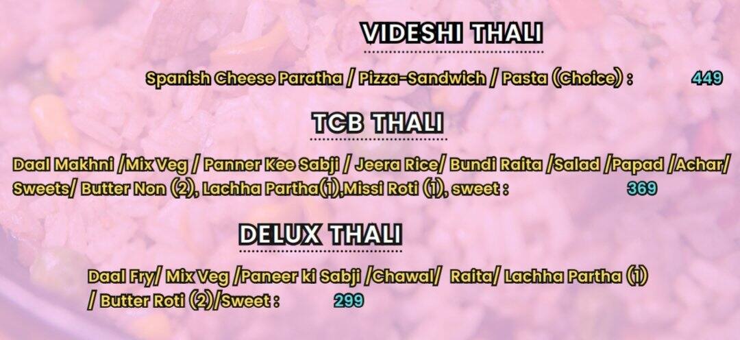 Menu of The Call Of Belly, Ratan lal Nagar, Kanpur