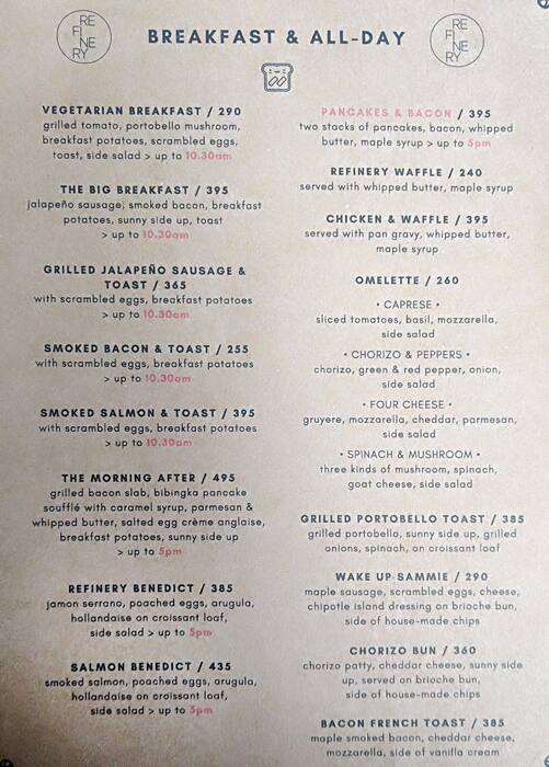 Refinery, Salcedo Village, Makati City का मेनू - Zomato Philippines