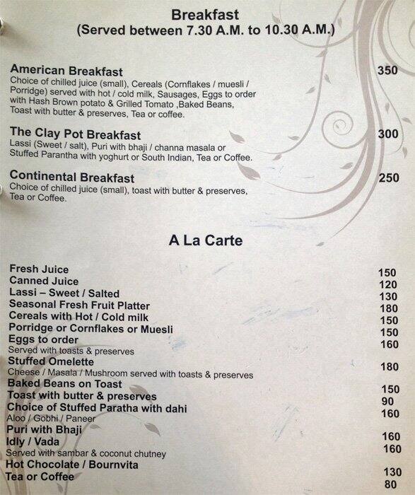 Menu at CLAY POT, Pune, Best Western Star Residency