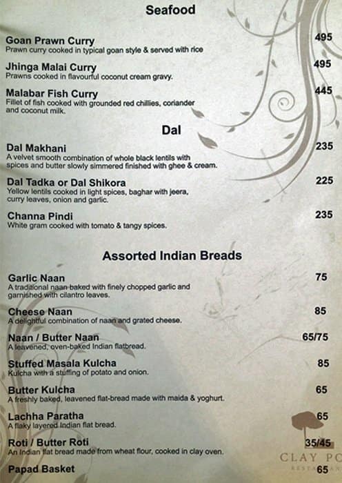 Menu at CLAY POT, Pune, Best Western Star Residency