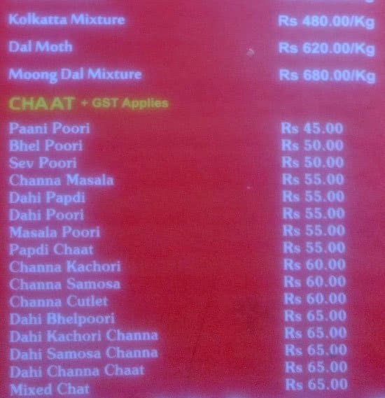 Menu at KC DAS SWEET SHOP, Chennai, 36R6+WRR