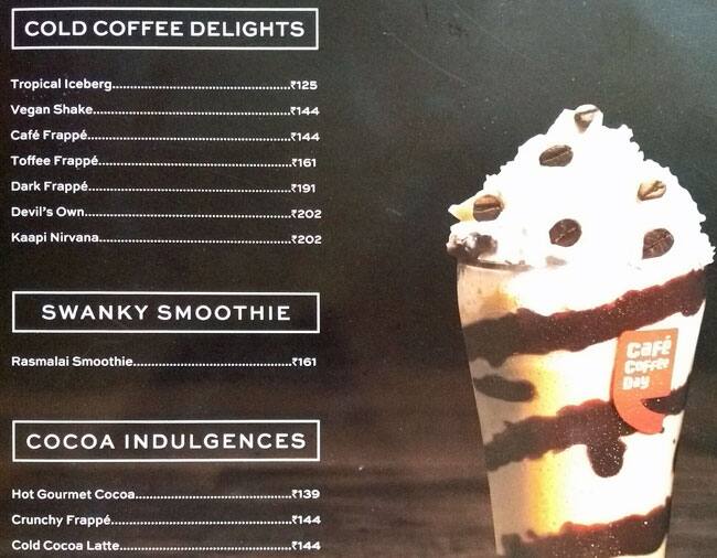 Menu at Café Coffee Day, Lucknow, CP-2