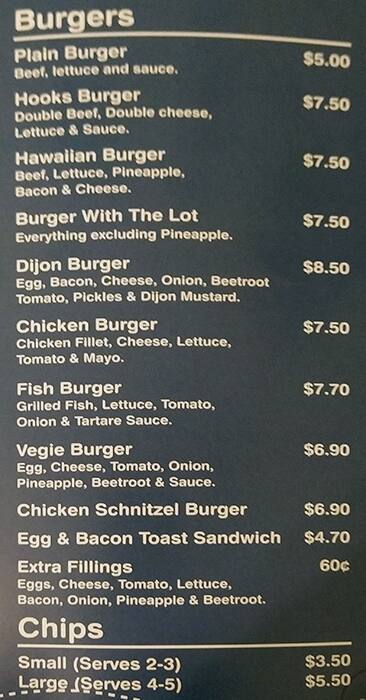 Menu at Point Hook Fish'n'Chips fast food, Point Cook