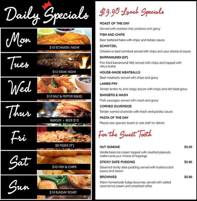 Menu at McQueens Tavern & Gaming pub & bar, Angle Park