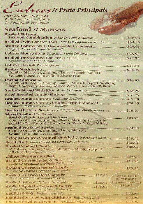 Menu at Mateus' Restaurant & Bar, Elmont