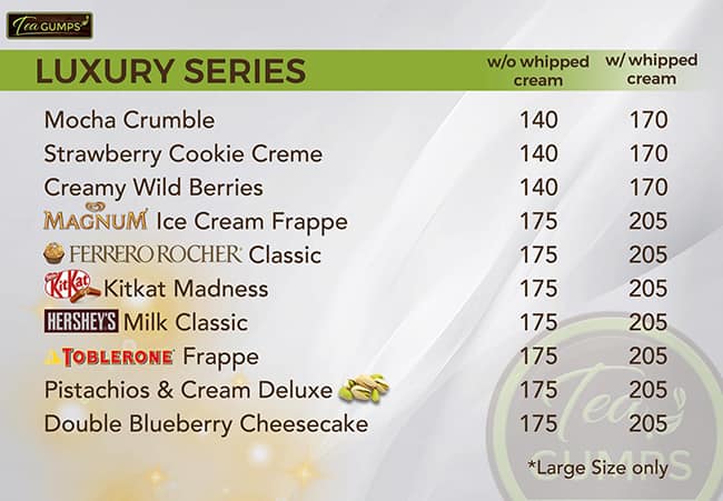 Menu at Tea Gumps, Taytay