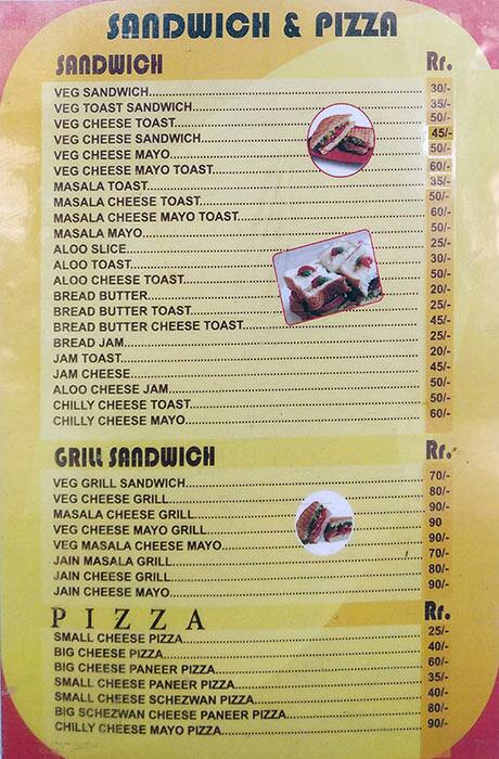 Menu of Pizza & Sandwich Center, Bandra East, Mumbai