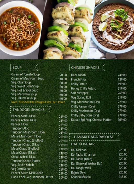 Menu of Dada Ji Di Punjabi Rasoi, Shalimar Bagh, New Delhi