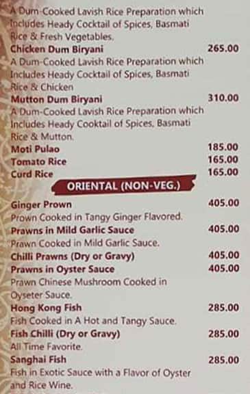 Menu of Hotel Archie, Kanka, Ranchi