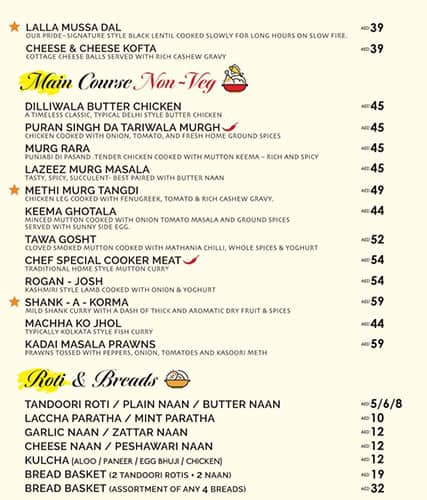 Menu at The Yellow Chilli by Sanjeev Kapoor restaurant, Dubai, Ground Floor