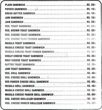 Menu at S.A. Grill Sandwich Corner, Mumbai