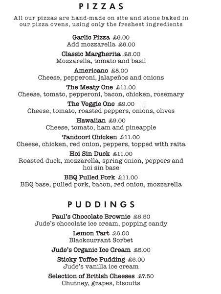 Menu at The Cabbage Patch, Twickenham pub & bar, Twickenham