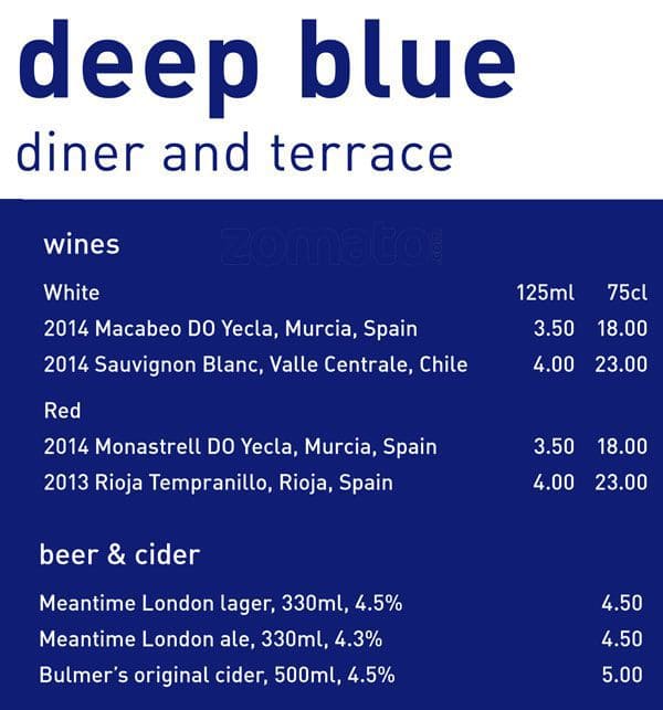 Menu At Deep Blue Diner Cafe London menu-at-deep-blue-diner-cafe-london