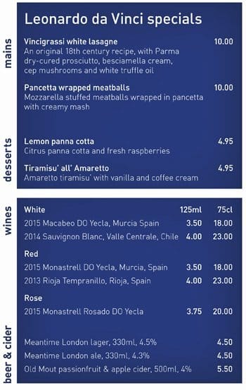 Menu at Deep Blue Diner cafe, London