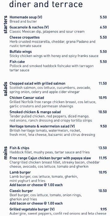 Menu at Deep Blue Diner cafe, London