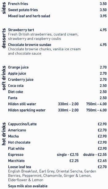 Menu at Deep Blue Diner cafe, London