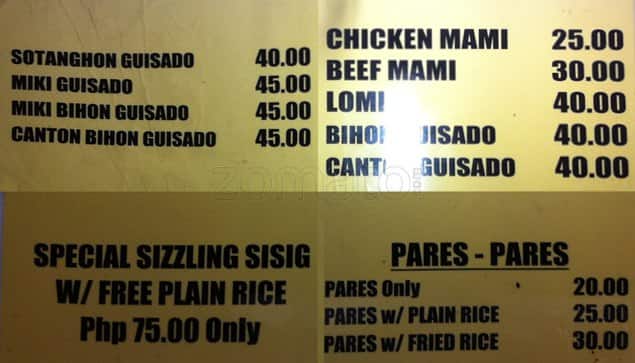 Menu at Dapog Foodhauz restaurant, Parañaque