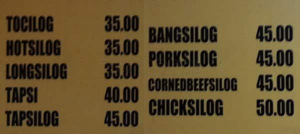 Menu at Dapog Foodhauz restaurant, Parañaque