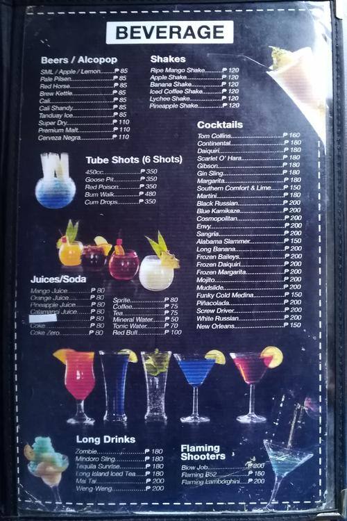 Menu at The Music Hall pub & bar, Pasig