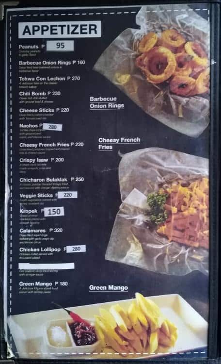 Menu at The Music Hall pub & bar, Pasig