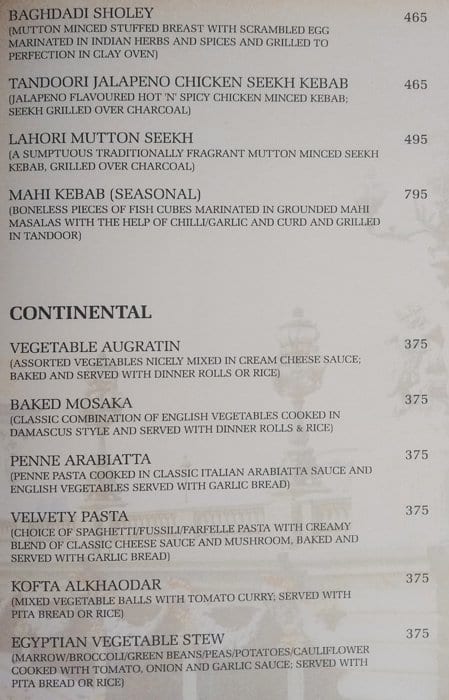 Menu at Ambassador - Hotel Sunbeam, Chandigarh