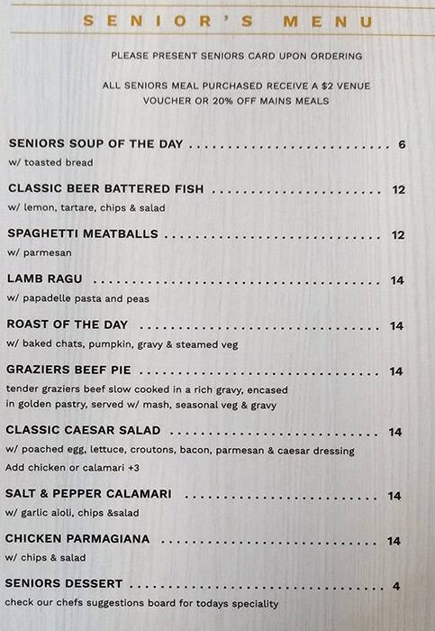 Menu at Royal Hotel pub & bar, Essendon