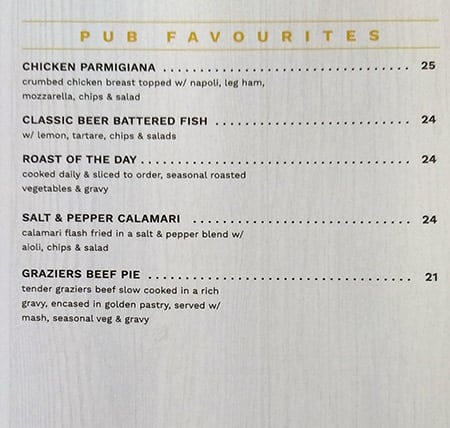 Menu at Royal Hotel pub & bar, Essendon
