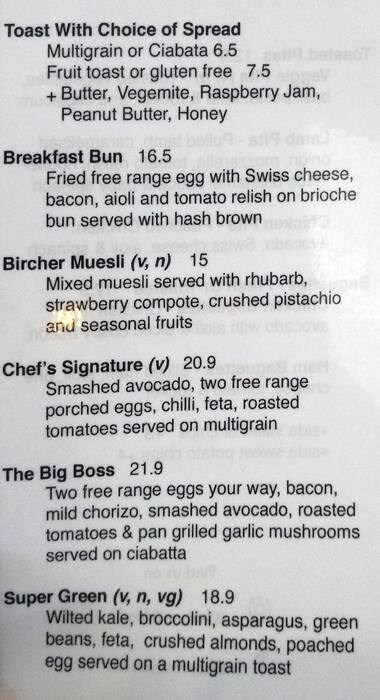 Menu at Harvest Blend restaurant, Camberwell