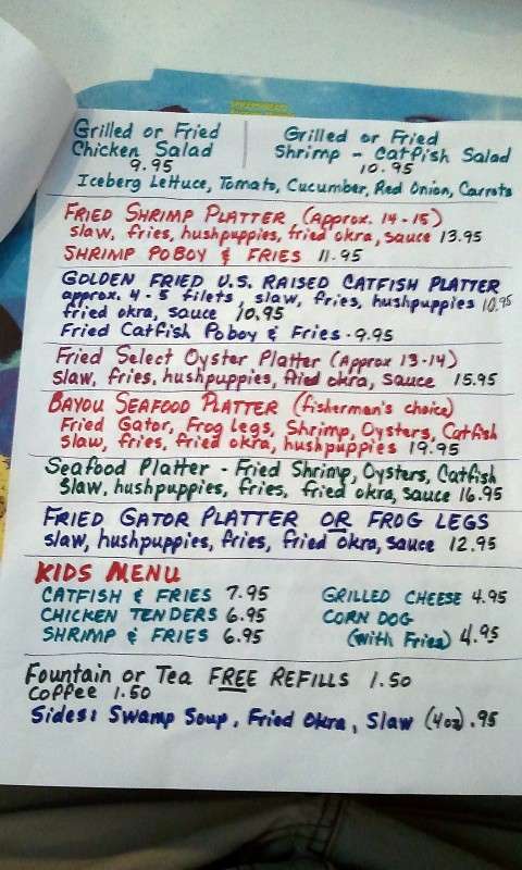 Menu at Fish River Grill restaurant, Foley