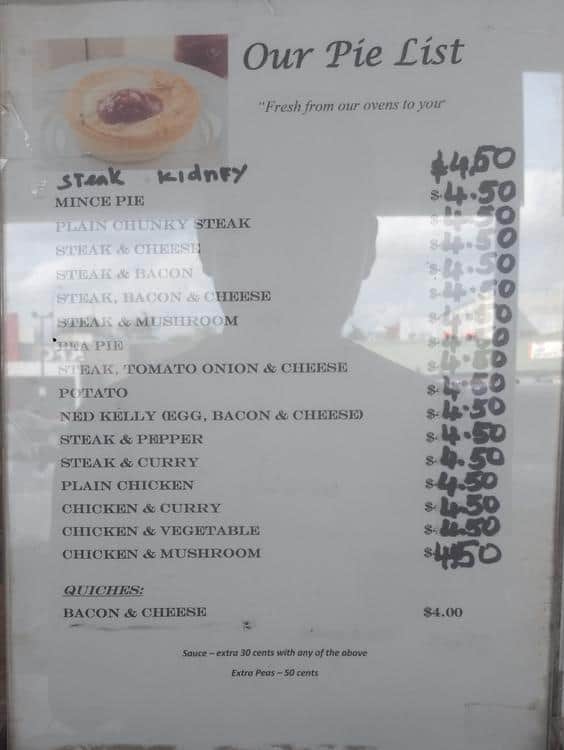 Menu at Bakery, Meadowbrook