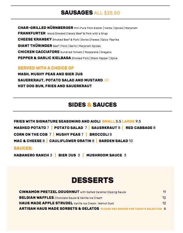 Menu at The Bavarian Tea Tree Plaza restaurant, Modbury