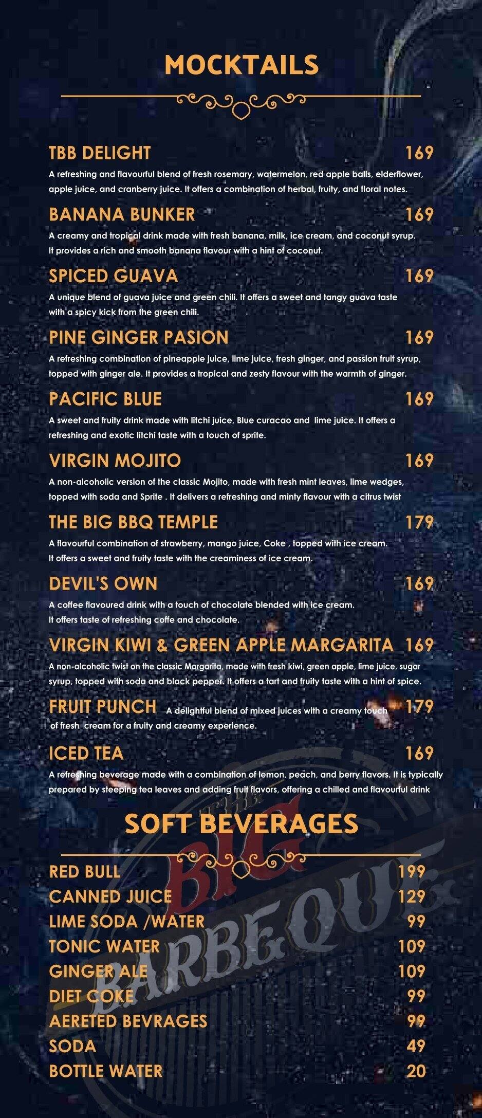 Menu of The Big Barbeque, Marathahalli, Bangalore