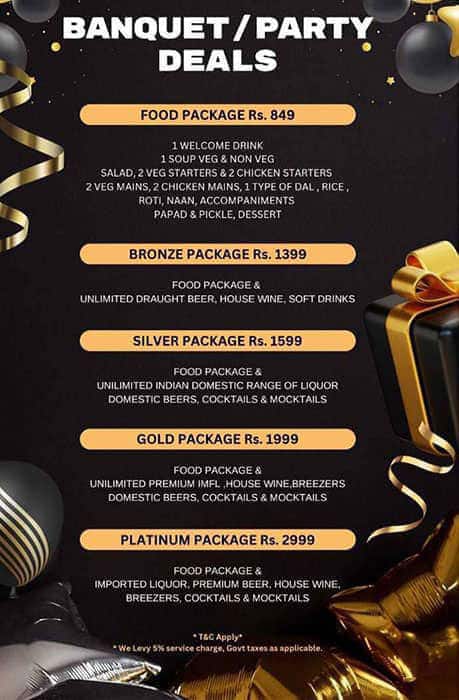 Menu of TTF - The Tenth Floor, Baner, Pune