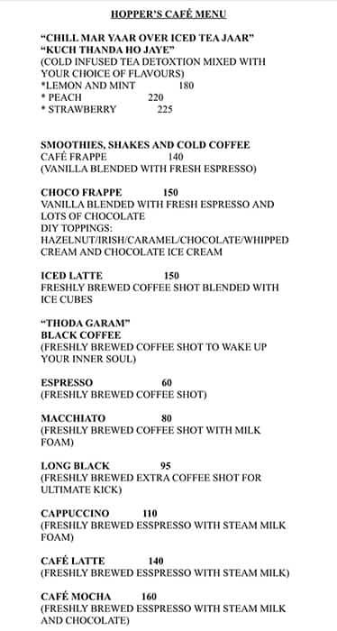 Menu at Hoppers: Restrocafe & Sports Arena, Vadodara