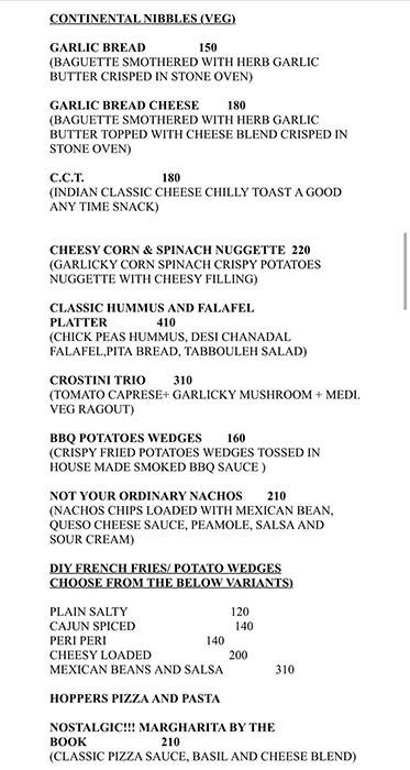 Menu at Hoppers: Restrocafe & Sports Arena, Vadodara