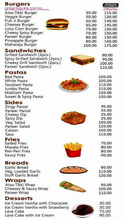 Menu of Hungry Point, Selakui, Dehradun