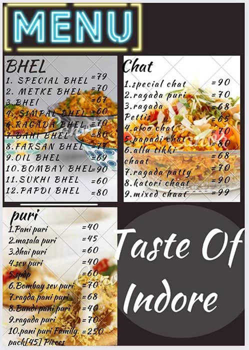 Menu of Taste Of Indore, Wakad, Pune