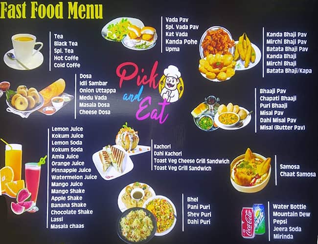 Menu of Annapurna Snacks Center, Verna, Goa