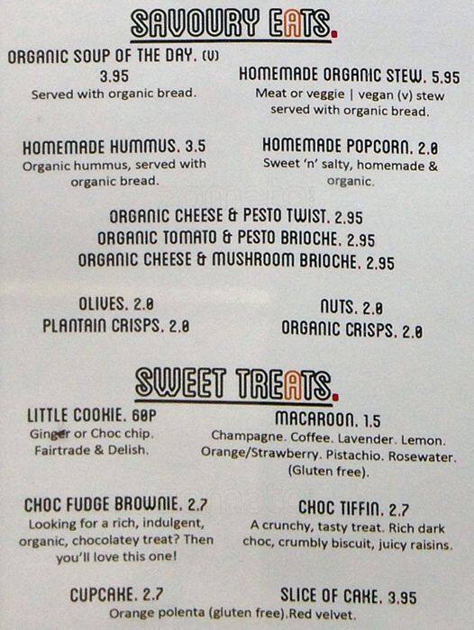 Menu at Fairly Square cafe, London