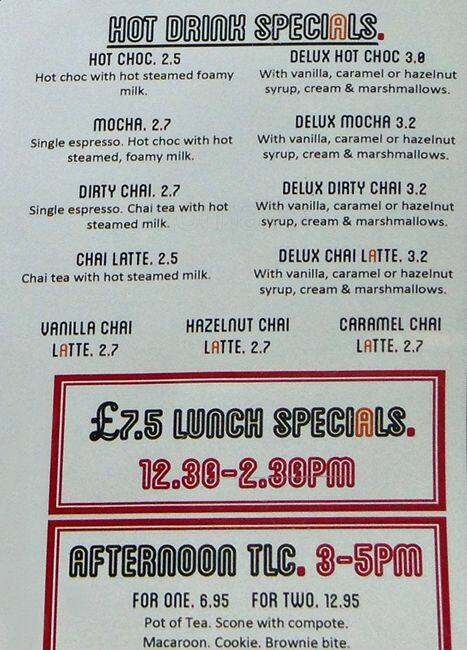 Menu at Fairly Square cafe, London