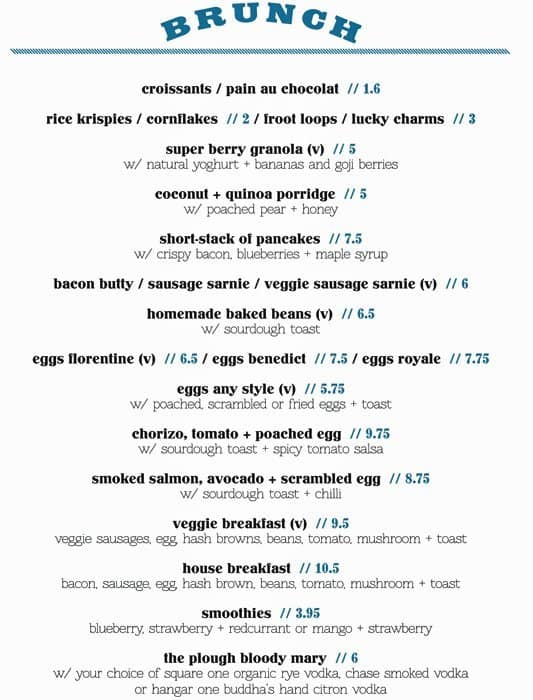 Menu at The Plough pub & bar, Birmingham, 21 High St