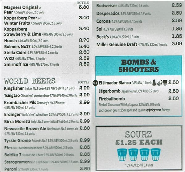 Menu at The Counting House pub & bar, Glasgow