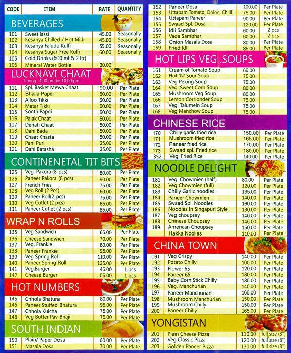 Shyam Swaad Menu, Menu for Shyam Swaad, Aliganj, Lucknow - Zomato